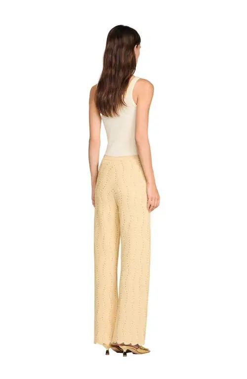 Sandro Rhinestone Knit Trousers - Gold