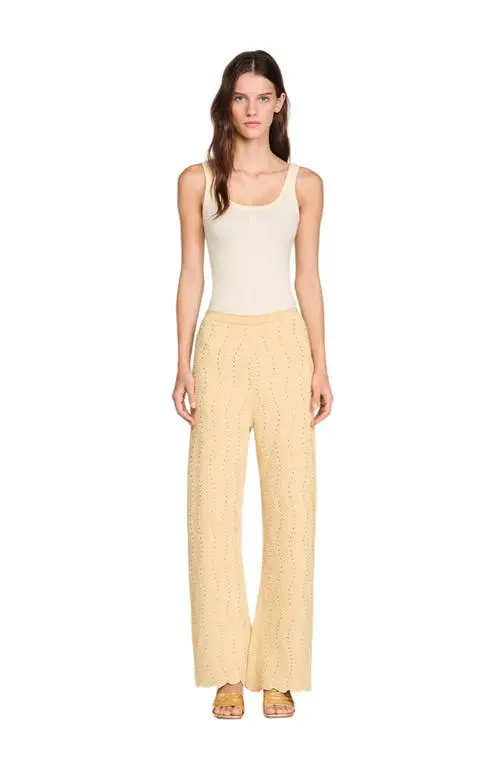 Sandro Rhinestone Knit Trousers - Gold
