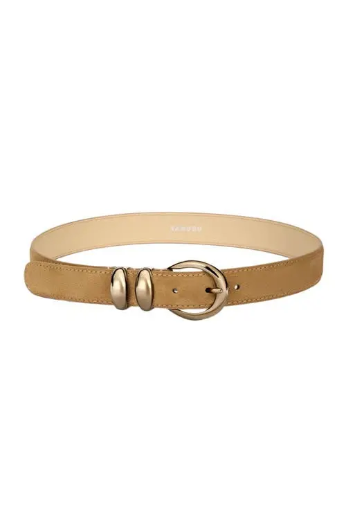 Sandro Leather Belt With Metal Buckle - Beige