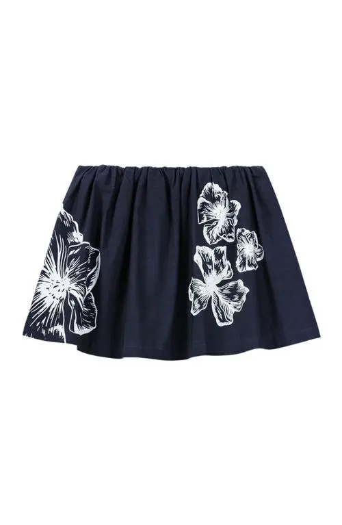 Maje Floral Print Cotton Skirt - Navy