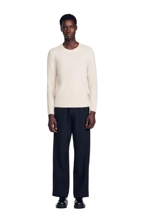 Sandro Crew-neck Seed Stitch Knit Sweater - Ecru