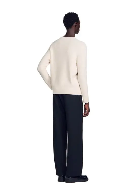 Sandro Crew-neck Seed Stitch Knit Sweater - Ecru