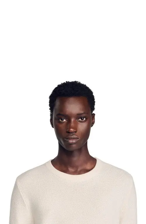 Sandro Crew-neck Seed Stitch Knit Sweater - Ecru