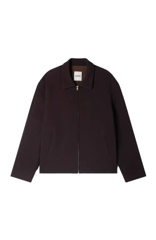 Sandro Waffled Zip-up Jacket - Chocolate