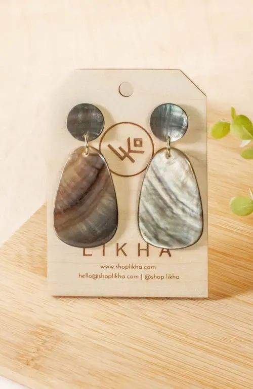 Likhâ Mother-of-pearl Drop Earrings - Black