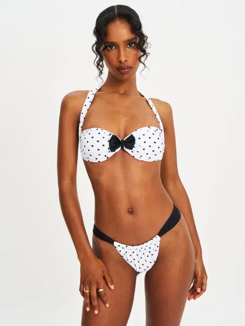 MISS CIRCLE Polka Dot Bowtie Halter Bikini Top