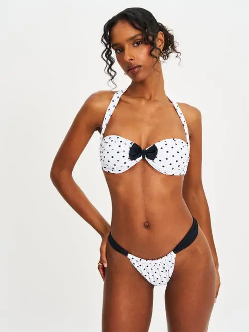 MISS CIRCLE Polka Dot Bowtie Halter Bikini Top