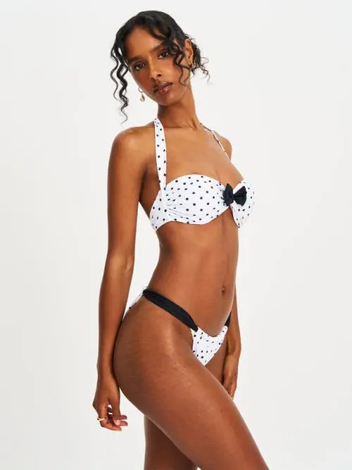 MISS CIRCLE Polka Dot Bowtie Halter Bikini Top