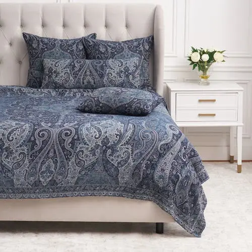ELISABETH YORK Suman Navy Coverlet