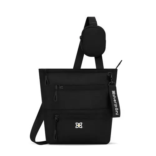 SHERPANI Sadie Nylon Crossbody Bag With Rfid Protection And Removable Coin Purse - Raven