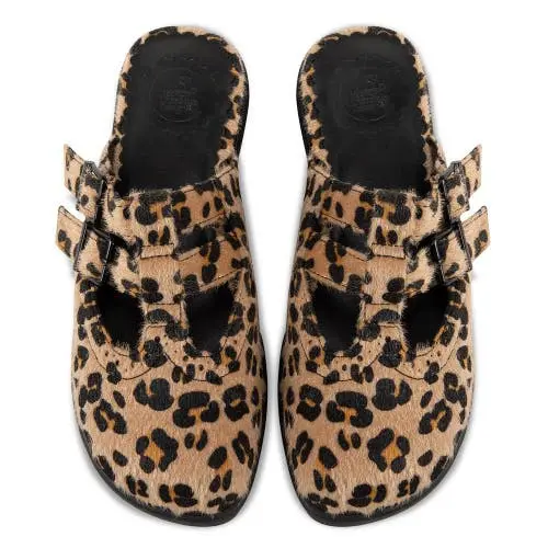 HOT CHOCOLATE DESIGN Mary Jane Clogs With Faux Leopard Hair