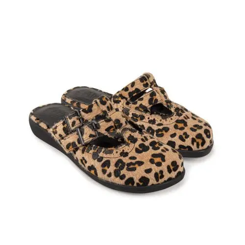 HOT CHOCOLATE DESIGN Mary Jane Clogs With Faux Leopard Hair