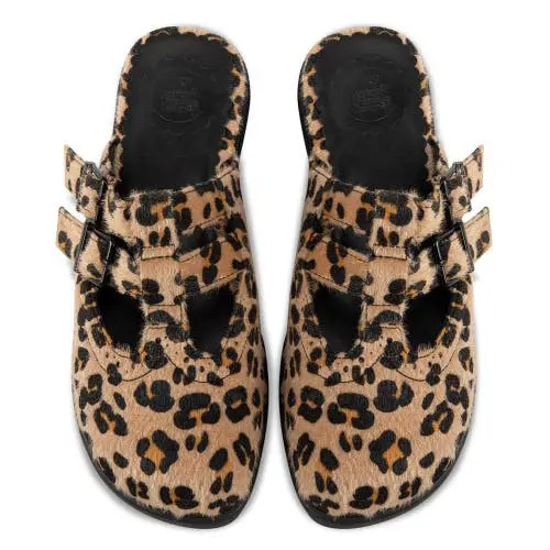 HOT CHOCOLATE DESIGN Mary Jane Clogs With Faux Leopard Hair