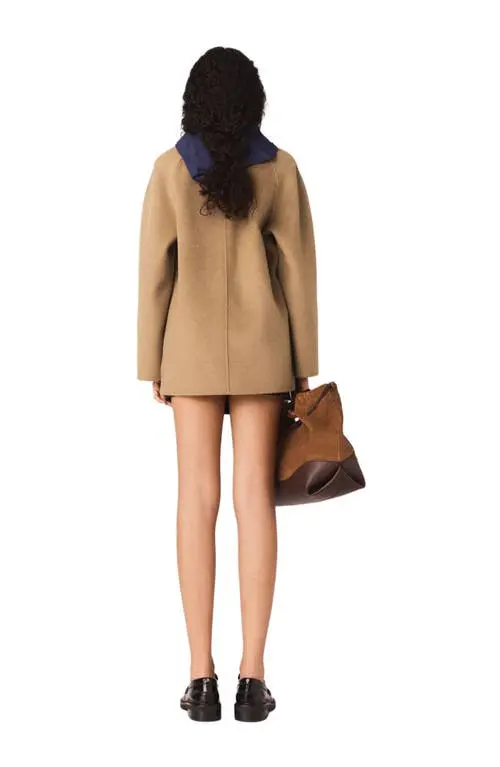 Maje Wool Coat With Removable Hood