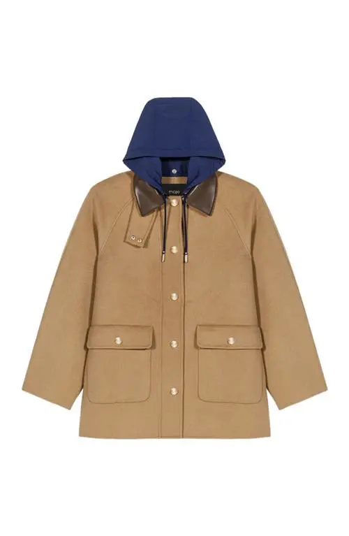 Maje Wool Coat With Removable Hood