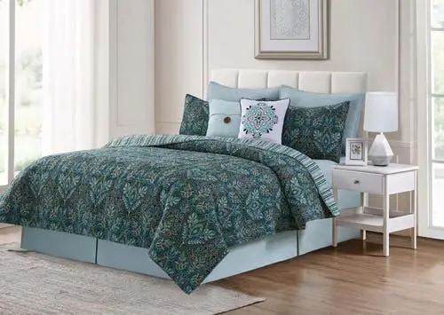 C&F HOME Bailey Blue Quilt Bedding Collection - Green