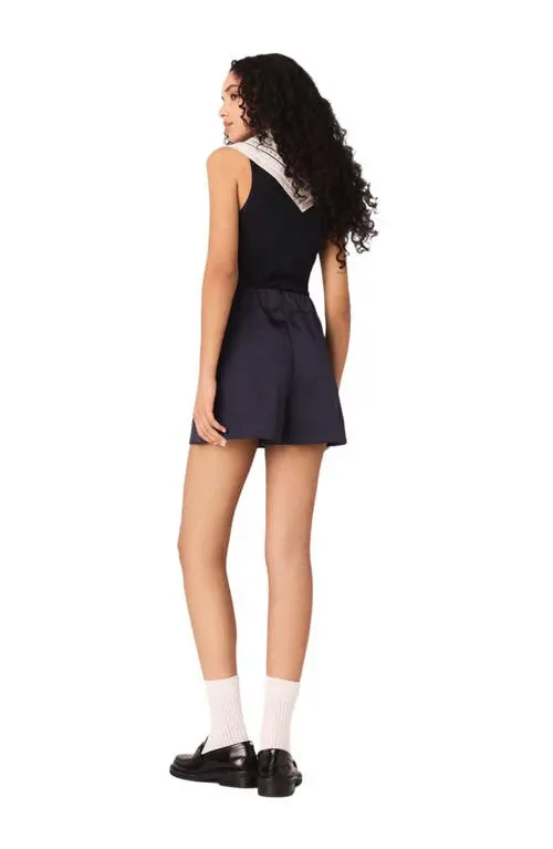 Maje Satin-effect High-waisted Shorts With Belt