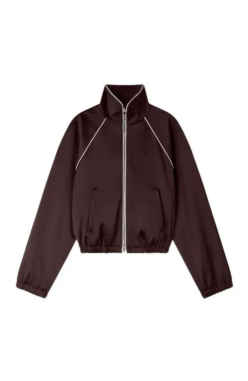 Sandro Cropped Embroidered Satin Jacket