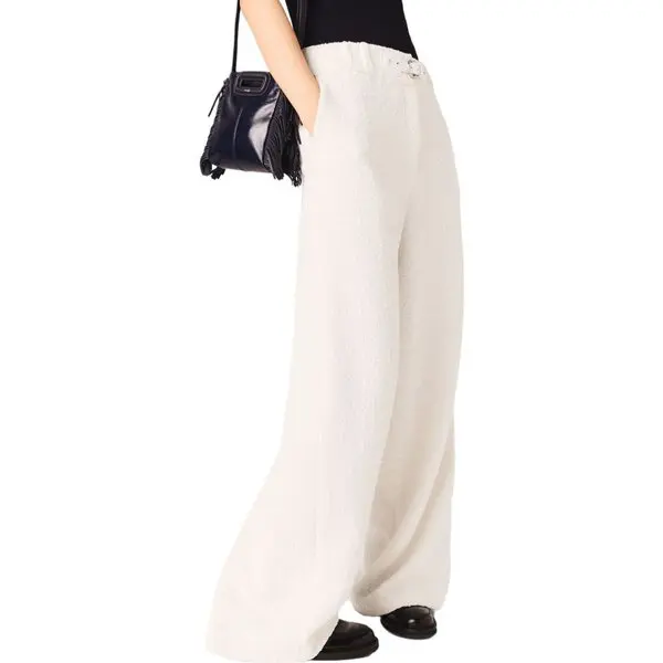 Maje Wide-leg Tweed Trousers - Ecru