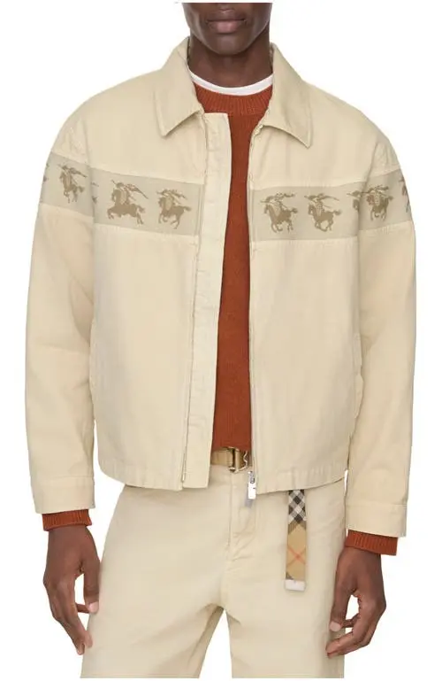 Burberry Galloping Knight Cotton Canvas Jacket - Tundra Beige