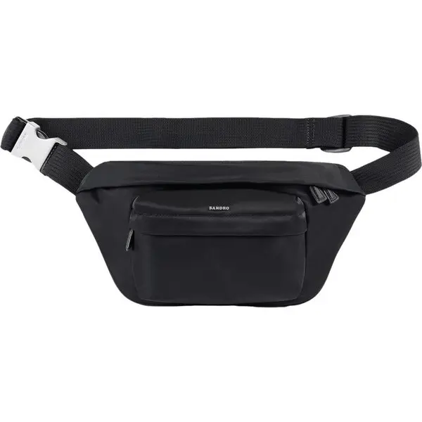 Sandro Plain Leather Belt Bag - Black