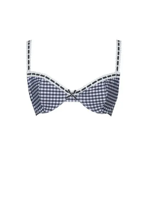 MISS CIRCLE Gingham Lace Decoration Bikini Top