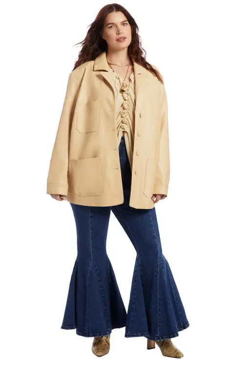 JUNE + VIE Relaxed Faux Leather Blazer