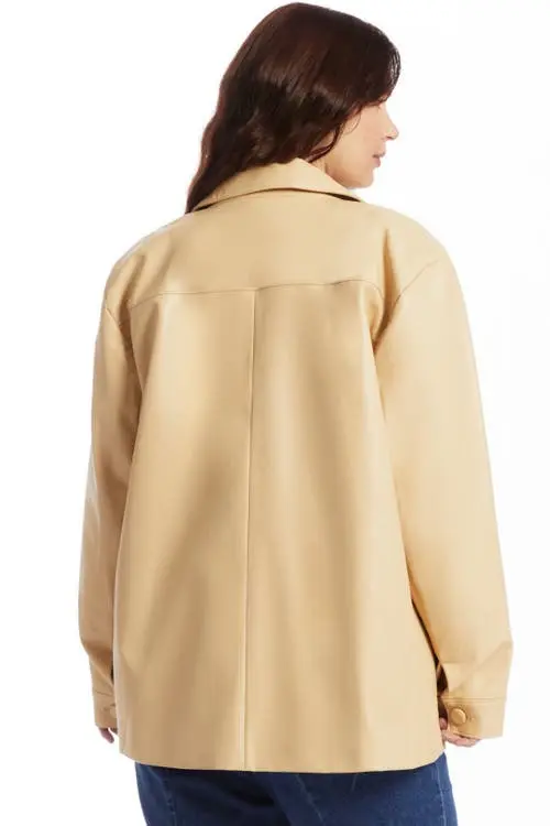JUNE + VIE Relaxed Faux Leather Blazer