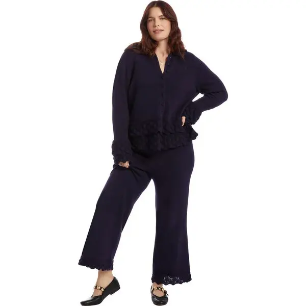 JUNE + VIE Ruffled Peplum Cardigan Sweater