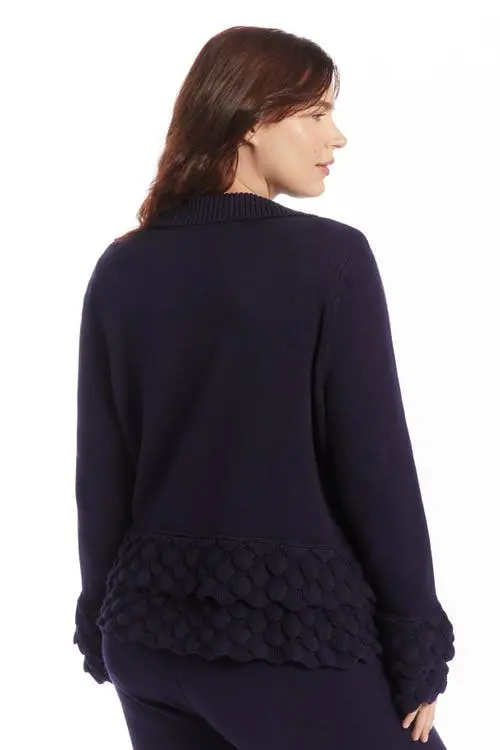 JUNE + VIE Ruffled Peplum Cardigan Sweater
