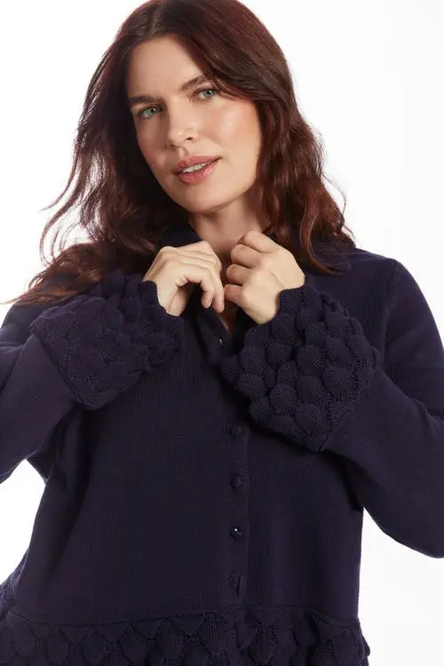 JUNE + VIE Ruffled Peplum Cardigan Sweater