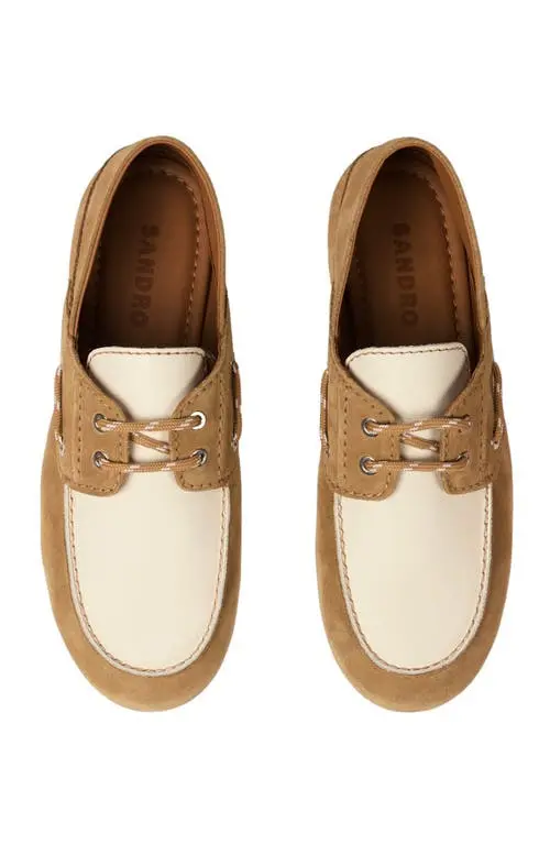 Sandro Suede Boat Shoes - Beige