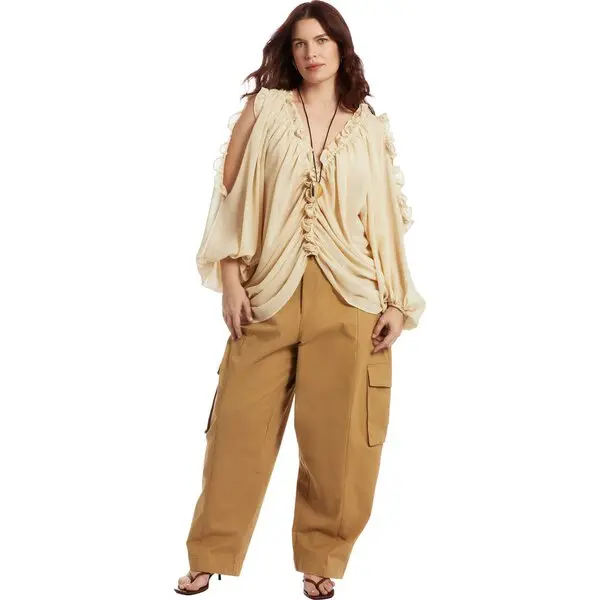JUNE + VIE Draped Off-the-shoulder Blouse