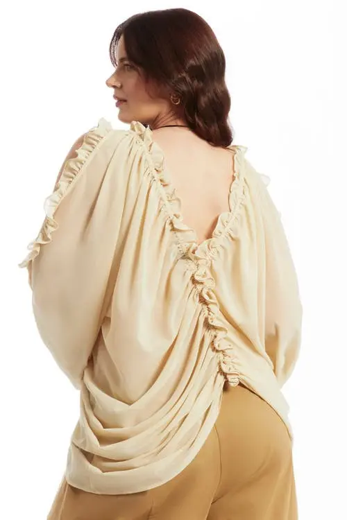 JUNE + VIE Draped Off-the-shoulder Blouse