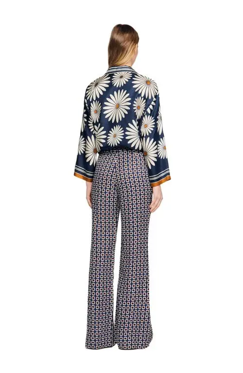 Sandro Floral Print Silk Shirt
