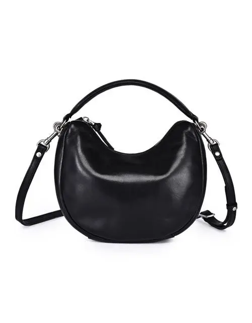 OLD TREND Dahlia Genuine Leather Hobo Bag - Black