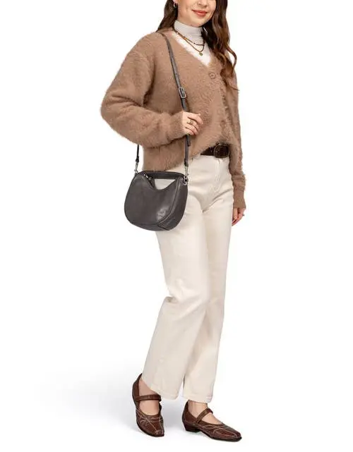 OLD TREND Dahlia Genuine Leather Hobo Bag - Grey