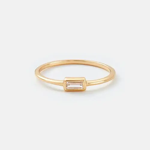 SARA PATINO Single Baguette Ring - Gold
