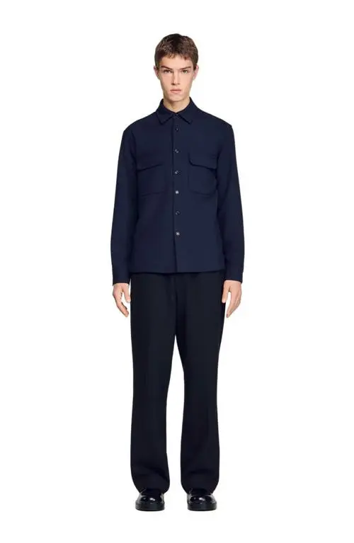 Sandro Shirt With Patch Pockets - Navy Blue
