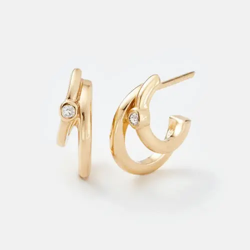 SARA PATINO Dynamic Double Hoop Earrings - Gold