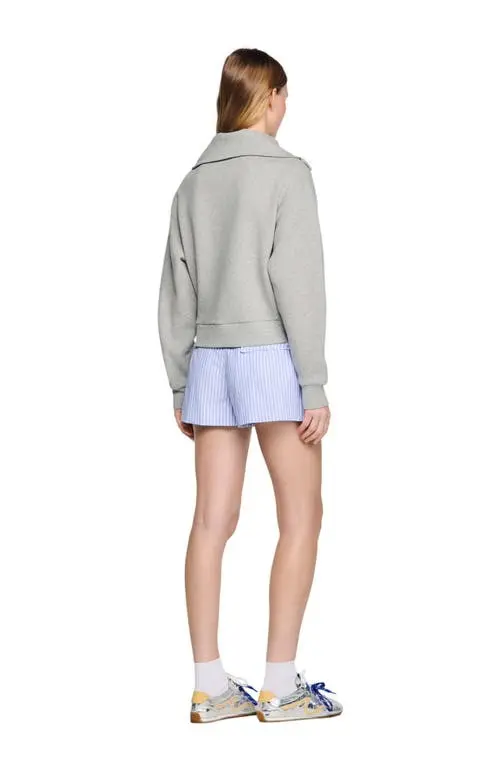 Sandro Embroidered Fleece Sweatshirt - Grey
