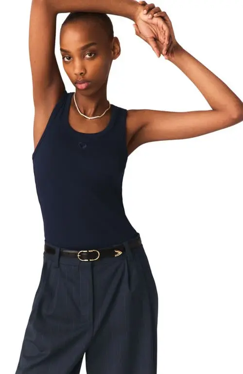 Maje Rib Knit Tank Top - Navy
