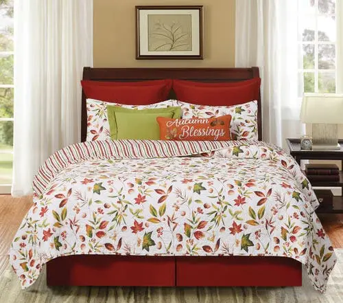 C&F HOME Camilla Fall Leaves Cotton Quilt Set Reversible And Machine Washable