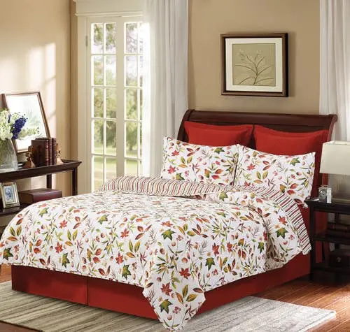 C&F HOME Camilla Fall Leaves Cotton Quilt Set Reversible And Machine Washable
