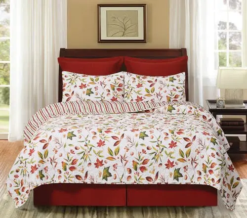 C&F HOME Camilla Fall Leaves Cotton Quilt Set Reversible And Machine Washable