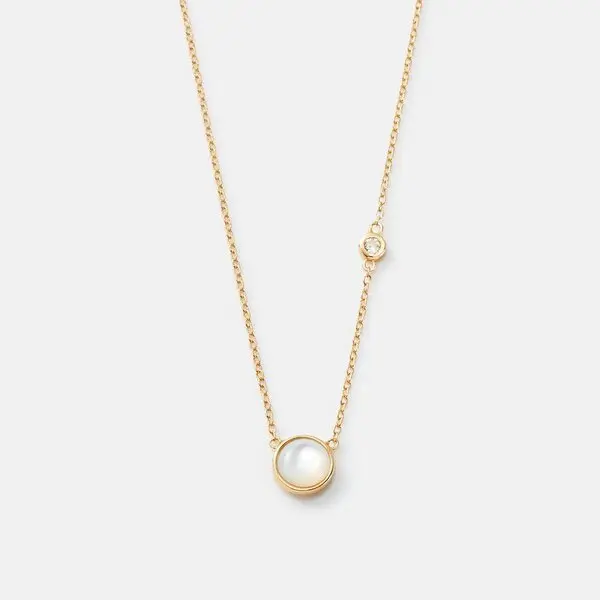SARA PATINO Round Pearl Pendant Necklace - Gold