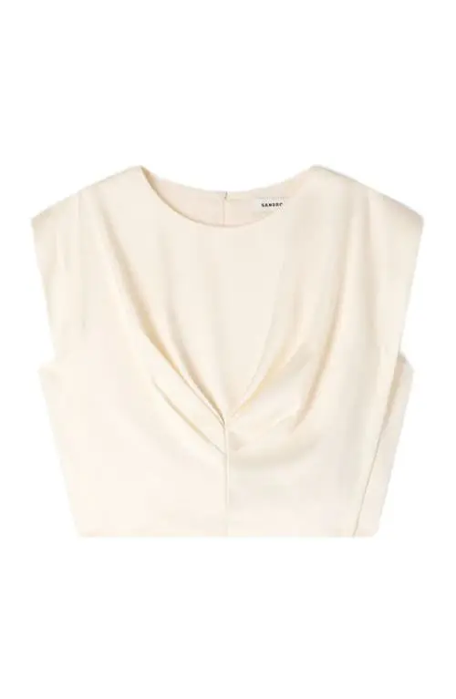 Sandro Pleated Satin Crop Top