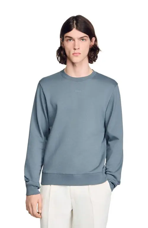 Sandro Logo Fleece Sweatshirt - Grey/blu