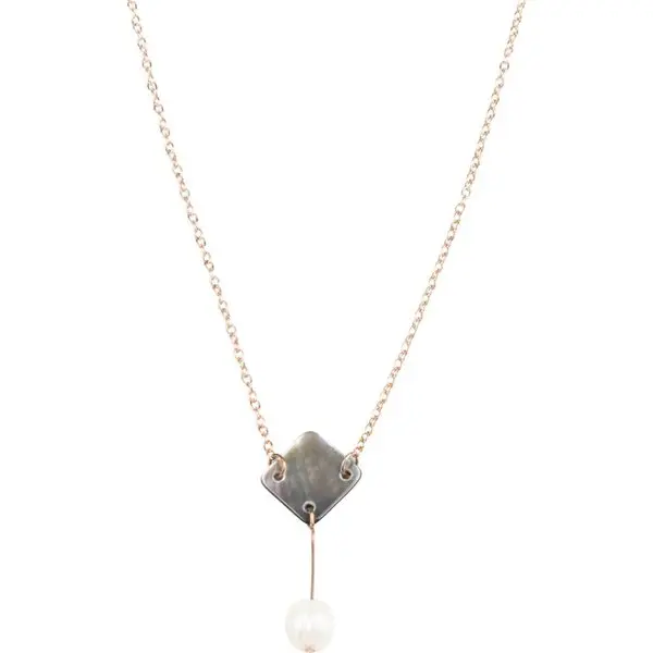 LIKHA Mother-of-pearl, Diamond, And Pearl Drop Pendant Necklace - Black