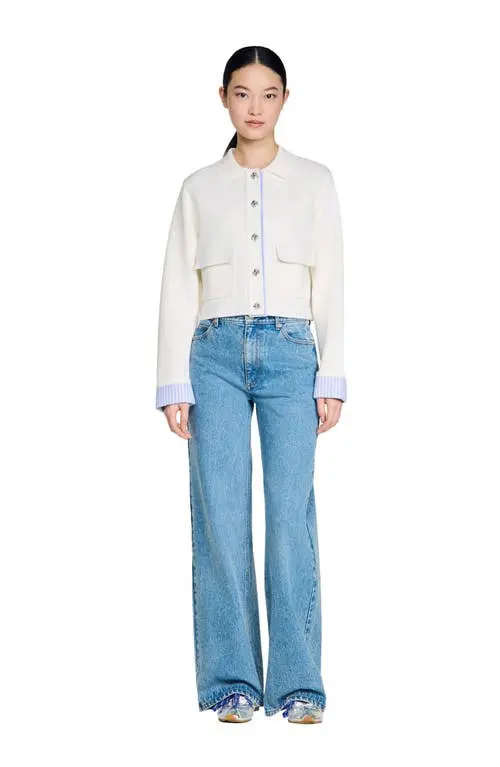 Sandro Wool Polo Cardigan